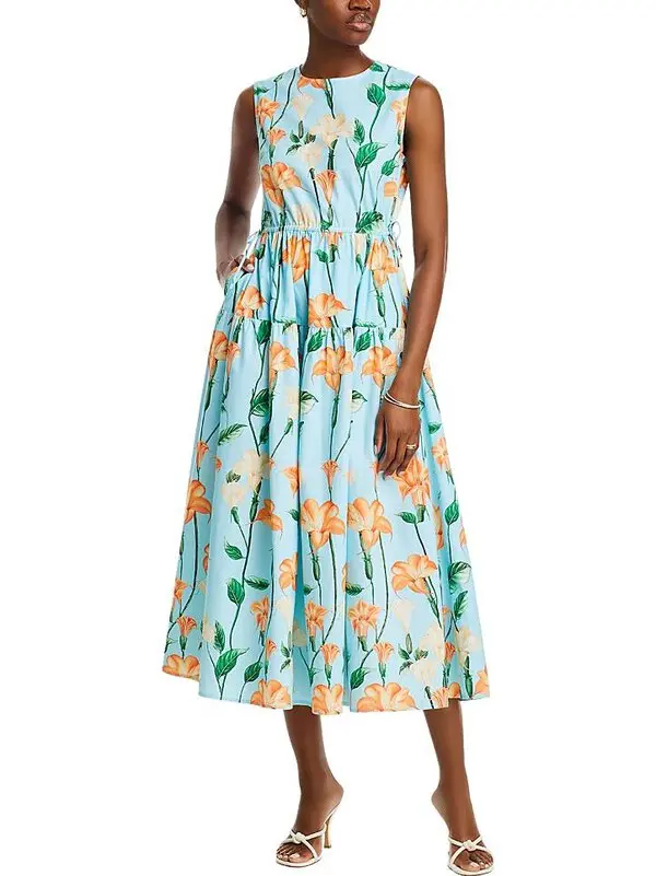 Misook Printed A-line Dress - Caribbean Mist
