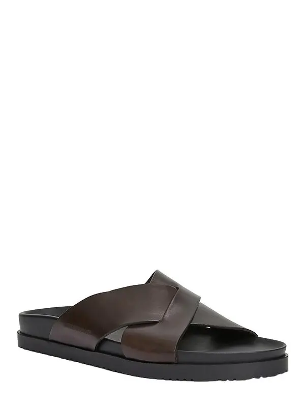 Bruno Magli Bologna Double Strap Woven Slide Sandals - Dark Brown