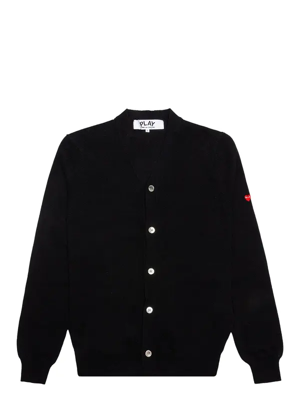 Play Comme Des Garcon Small Heart Cardigan - Black