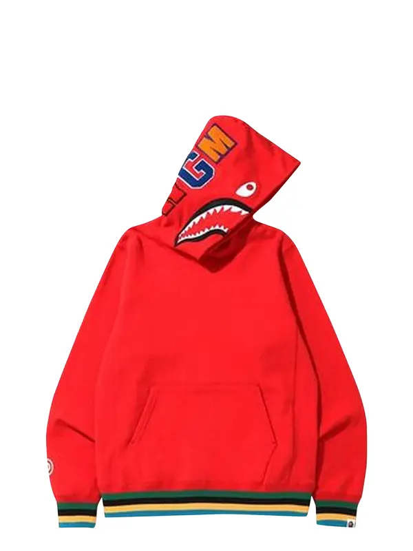 A BATHING APE Shark Line Rib Pullover Hoodie - Red