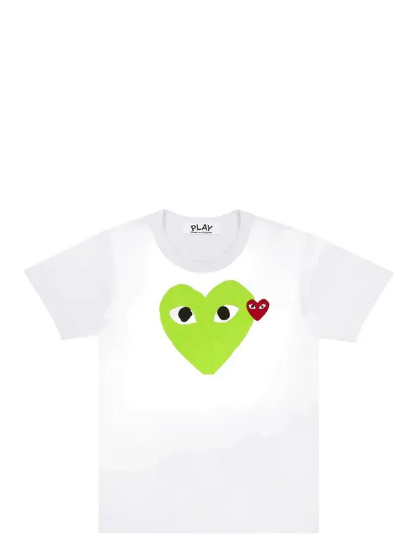 Play Comme Des Garcon Hearts T-shirt 'white/green - Multicolor