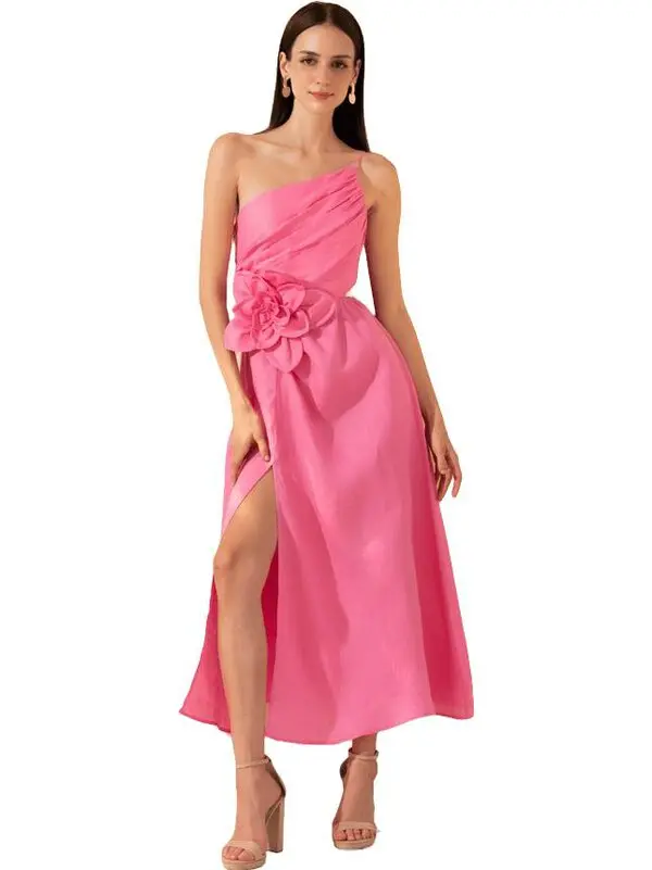Yumi Kim Romy Linen Midi Dress - Pink
