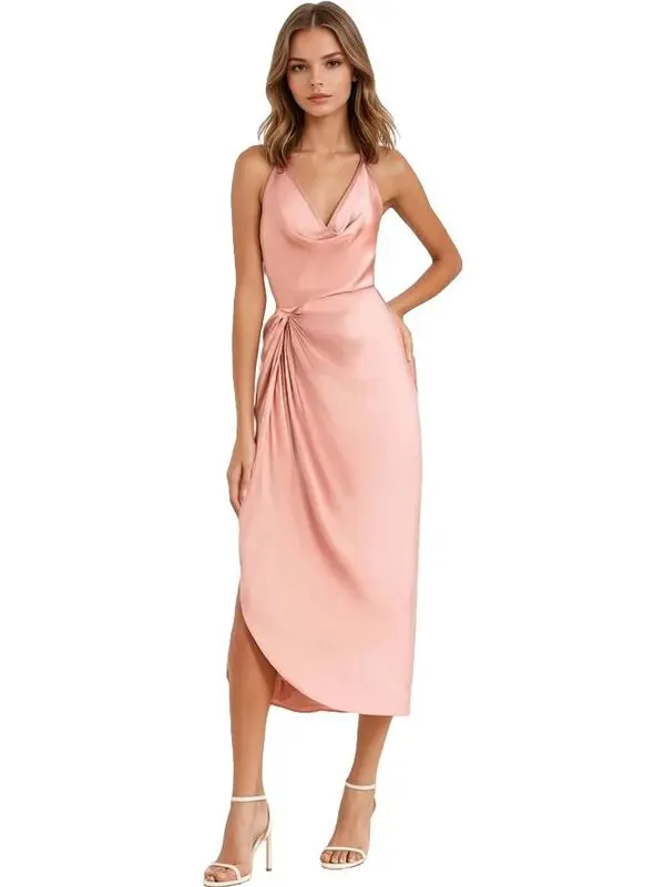 Yumi Kim Muse Draped Midi Dress - Neutral / Floral