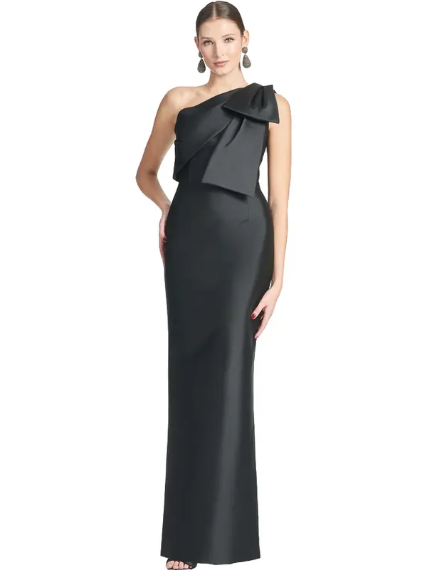 Sachin & Babi Bonnie Column Gown With Bow - Black