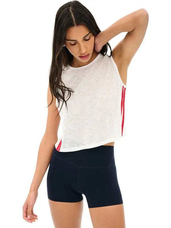 Splits59 Logan Mesh Tank - White/pirate Red