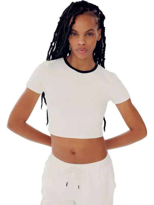 Splits59 Airweight Short Sleeve Crop Top - White/black