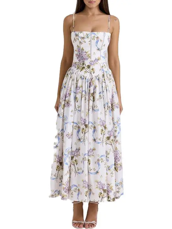 House Of Cb Ysabella Floral Maxi Sundress - Off White Floral Print