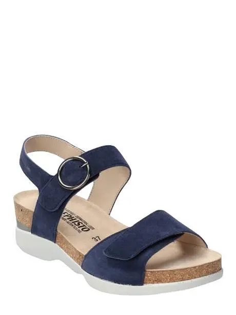 Mephisto Oriana Strappy Wedge Sandal - Midnight Blue