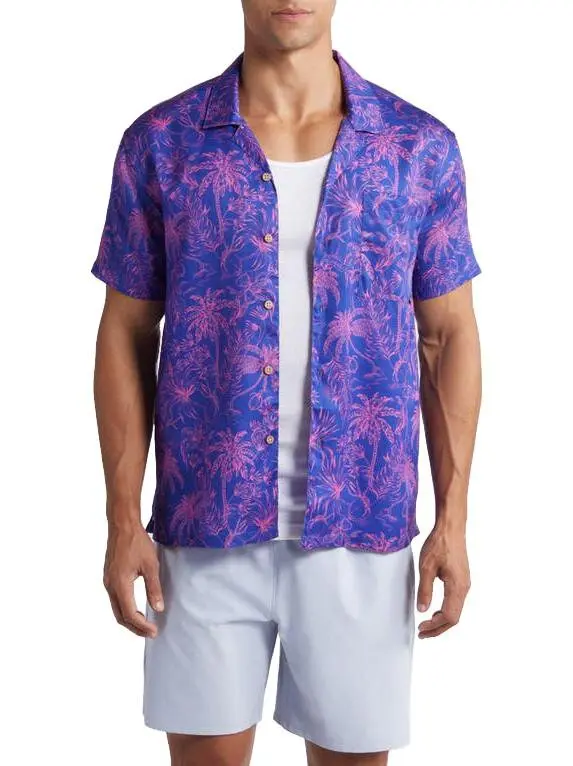 BOARDIES Palms Print Camp Shirt - Blue