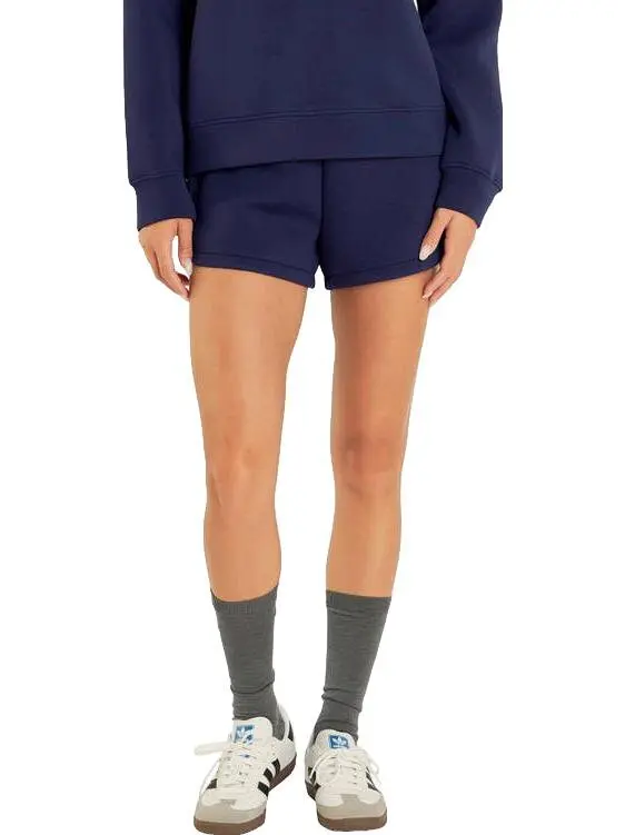 GREY LAB Tie Waist Scuba Knit Shorts - Navy