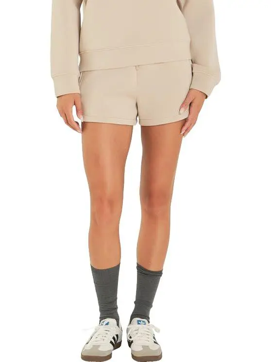 GREY LAB Tie Waist Scuba Knit Shorts - Taupe