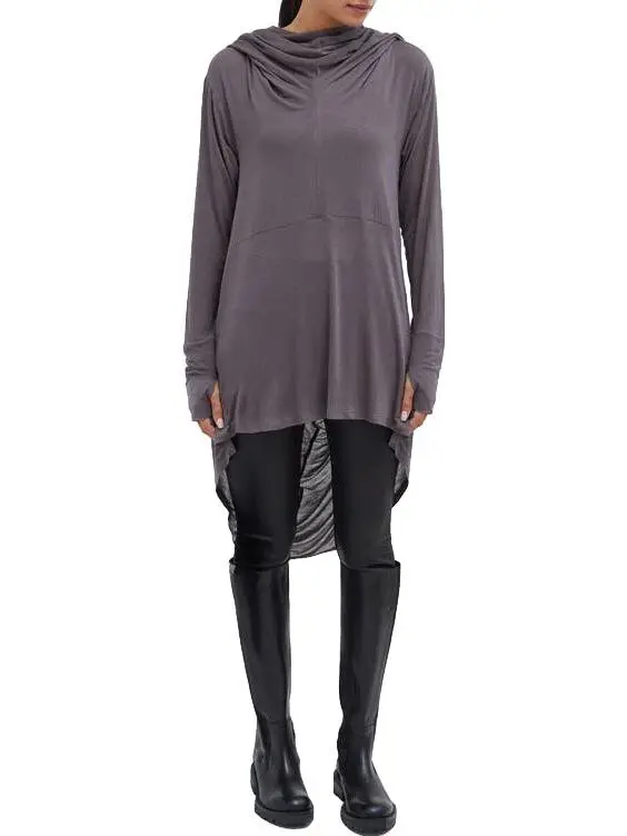 MARCELLA Oslo Semisheer Hooded High-low Tunic - Anthracite