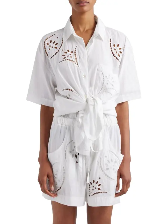 Isabel Marant Bilya Eyelet Button-up Shirt - White