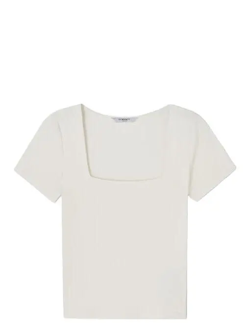 LK BENNETT Tasha Square Neck Jersey Top - Ivory