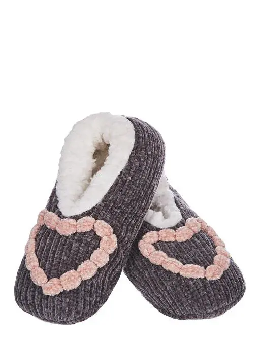 MEMOI Cozy Heart Chenille Slipper Sock - Gray