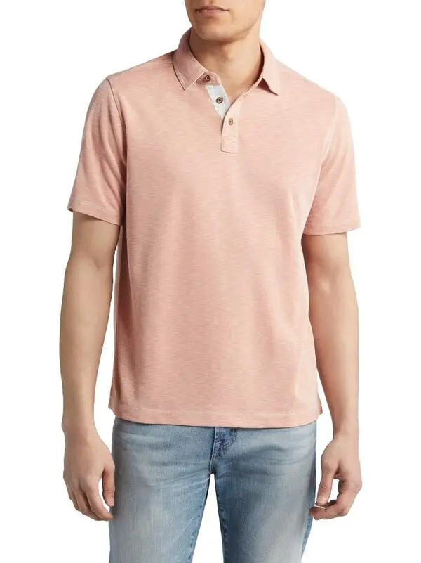Johnston & Murphy Vintage Slub Jersey Polo - Peach