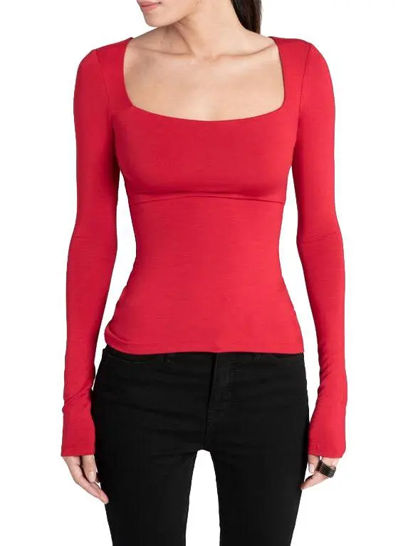 MARCELLA Yvonne Square Neck Jersey Top - Red