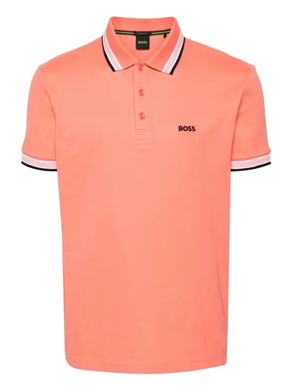 BOSS Logo-embroidered Piqué Polo Shirt - Orange
