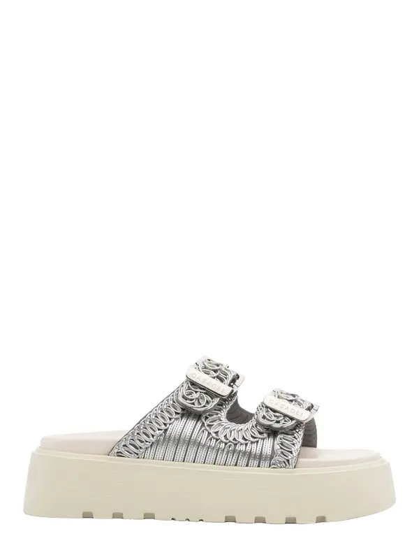 Casadei Birky Ale Platform Slides - Silver