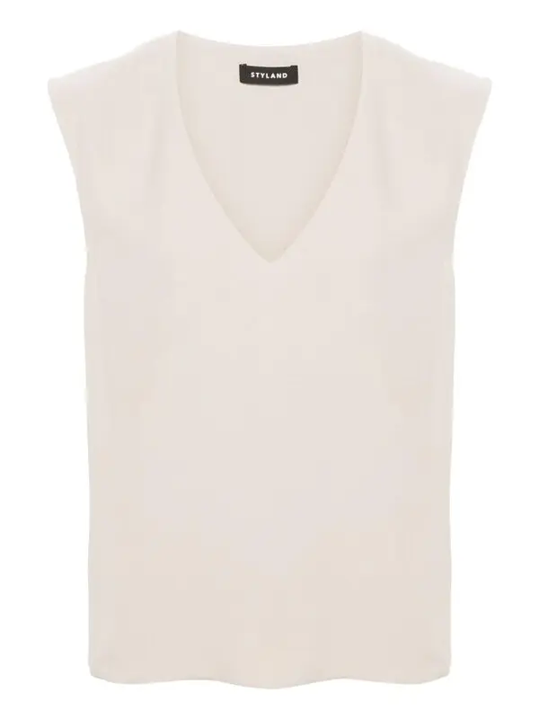 STYLAND Sleeveless Crepe Blouse - Neutrals