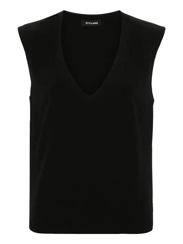 STYLAND Sleeveless Crepe Blouse - Black