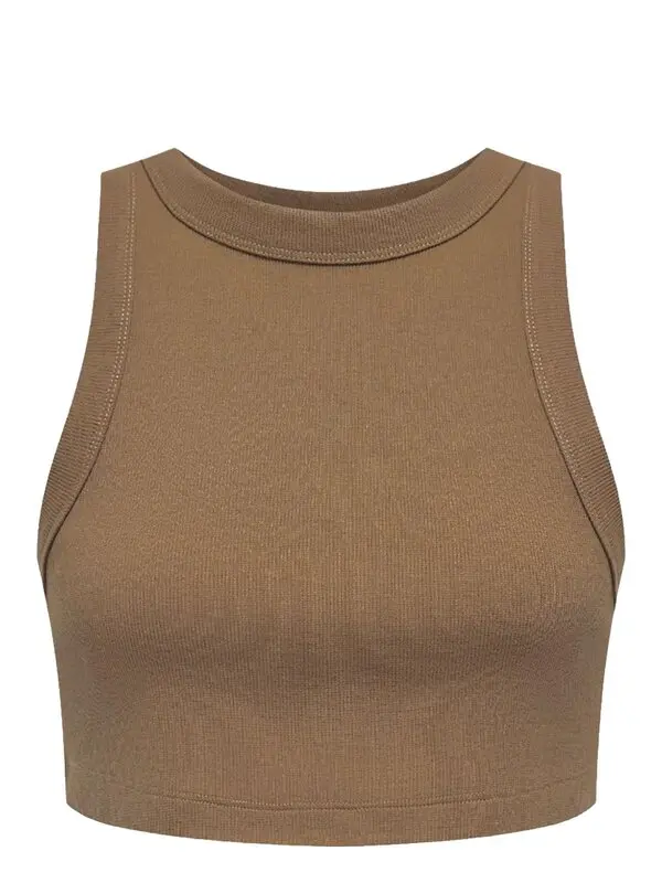 12 STOREEZ Sleeveless Cotton Crop Top - Brown