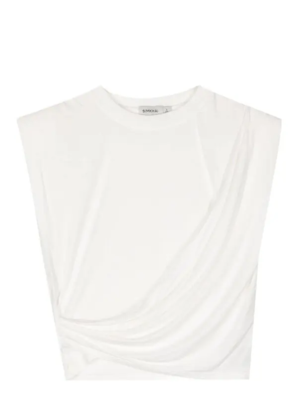 Simkhai Estelle Draped Crop Top - White