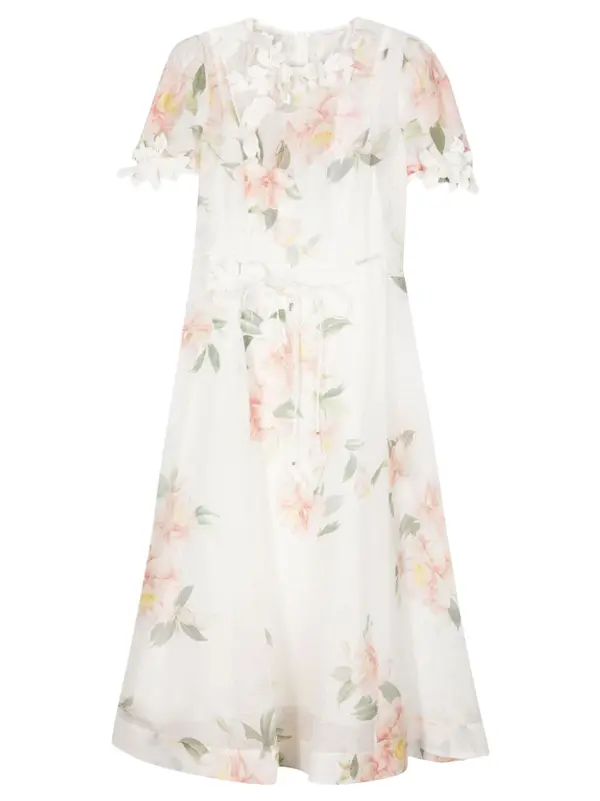 Zimmermann Liftoff Flower Midi Dress - Neutrals