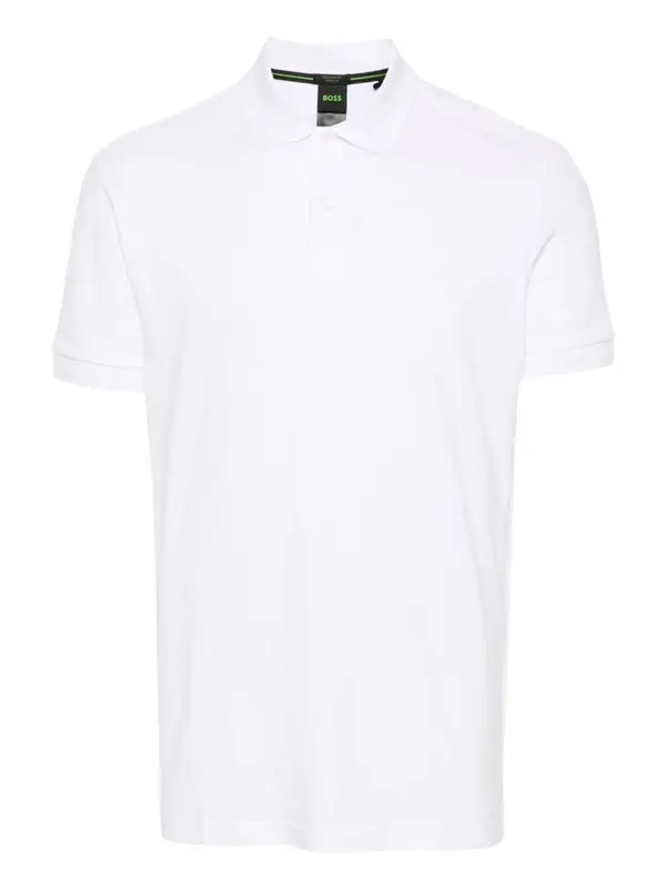 BOSS Logo Print Cotton Polo Shirt - White