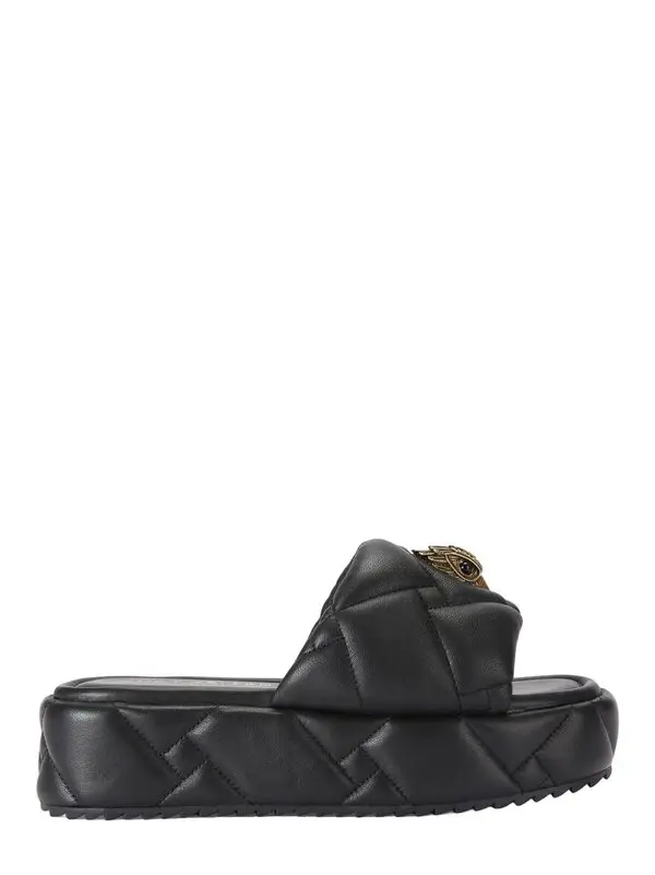 Kurt Geiger Kensington Puff Leather Flatform Sandals - Black
