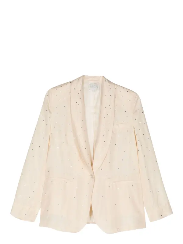 FORTE_FORTE Rhinestoned Single-breasted Blazer - Neutrals