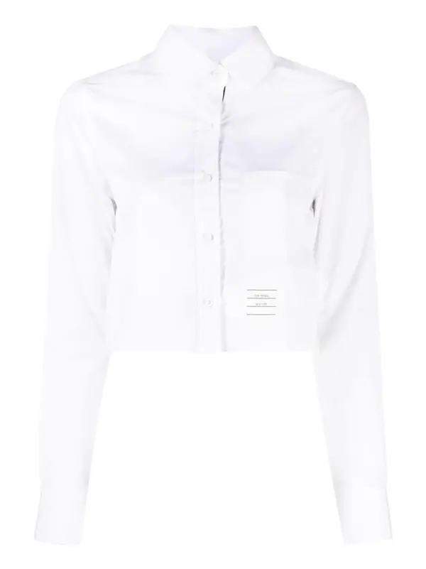Thom Browne Logo-patch Cropped Shirt - White