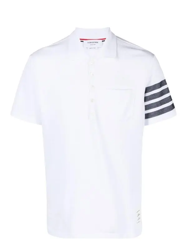 Thom Browne 4-bar Cotton Polo Shirt - White