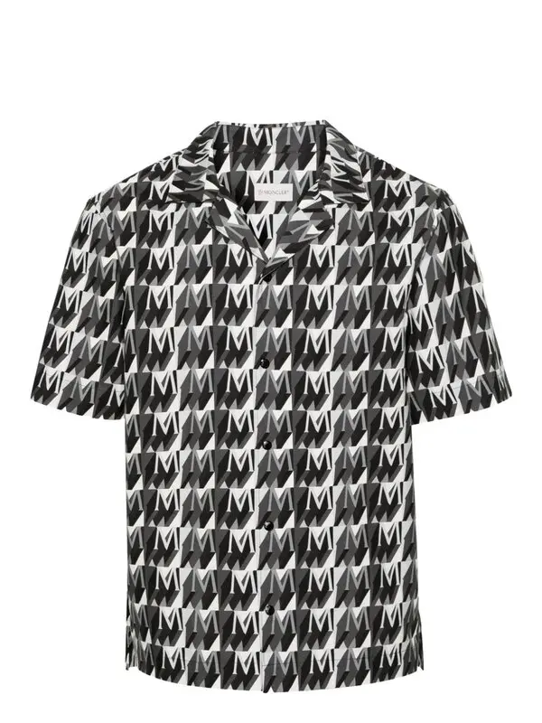 Moncler Monogram-print Cotton Shirt - Grey