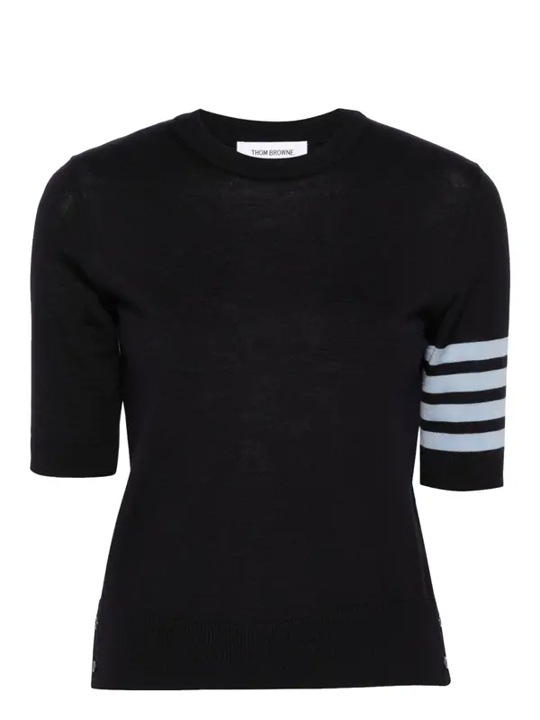 Thom Browne 4-bar Stripe Intarsia Knit T-shirt - Blue