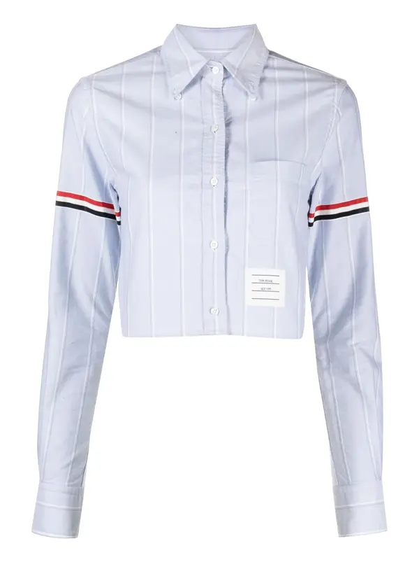 Thom Browne Rwb-stripe Cotton Shirt - Blue