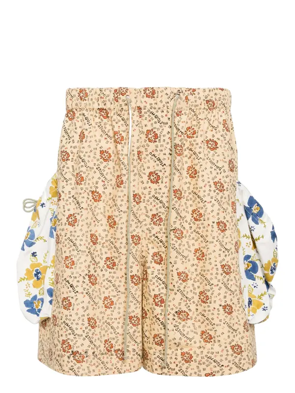 STORY MFG. Floral-print Organic Cotton Shorts - Brown
