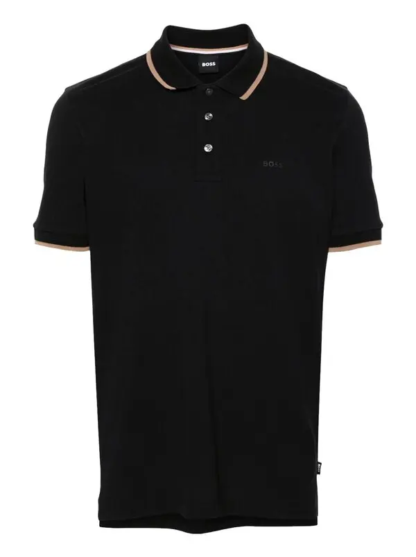 BOSS Logo-embroidered Cotton Polo Shirt - Black
