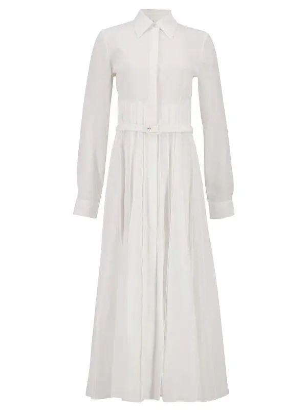 Gabriela Hearst Dewi Linen Midi Shirt Dress - White