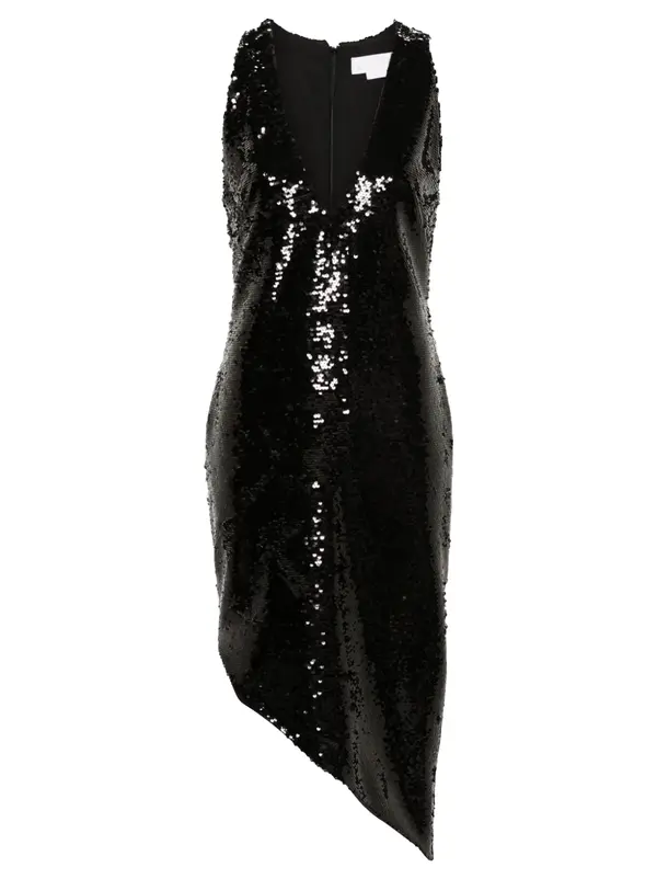 GENNY Sequin-embellished Midi Dress - Black