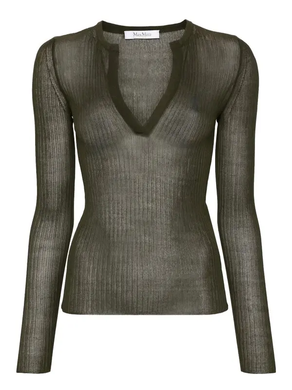 Max Mara Saggina Ribbed Silk Jumper - Green