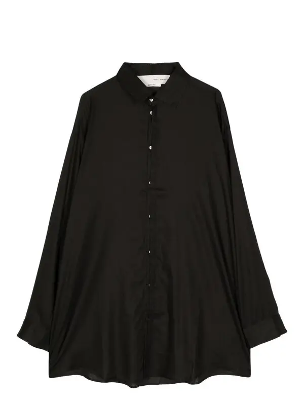 Isabel Benenato Long-length Cotton Shirt - Black