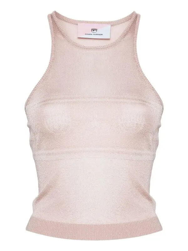 CHIARA FERRAGNI Eyelike-motif Metallic Sleeveless Top - Pink