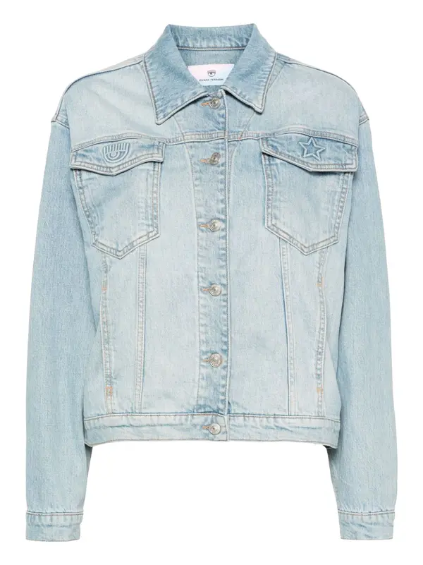 CHIARA FERRAGNI 3d Logo Denim Jacket - Blue