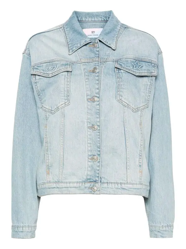CHIARA FERRAGNI 3d Logo Denim Jacket - Blue
