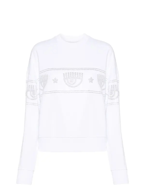 CHIARA FERRAGNI Logomania Stud-embellished Sweatshirt - White
