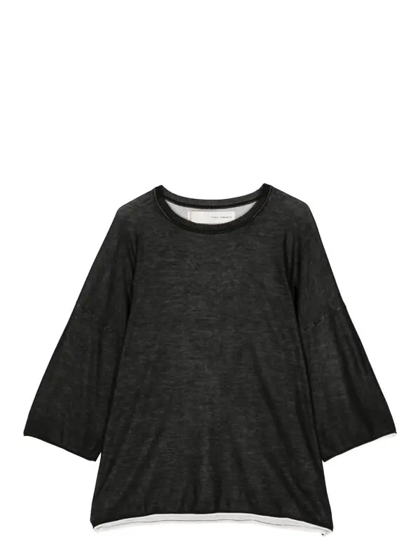 Isabel Benenato Three-quarter Length Sleeves Cotton Jumper - Black