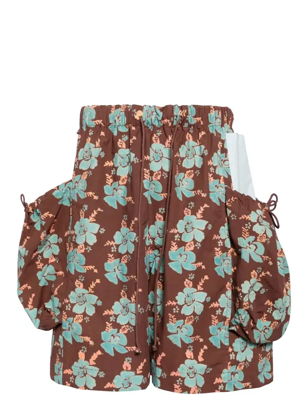 STORY MFG. Floral-print Organic Cotton Shorts - Brown