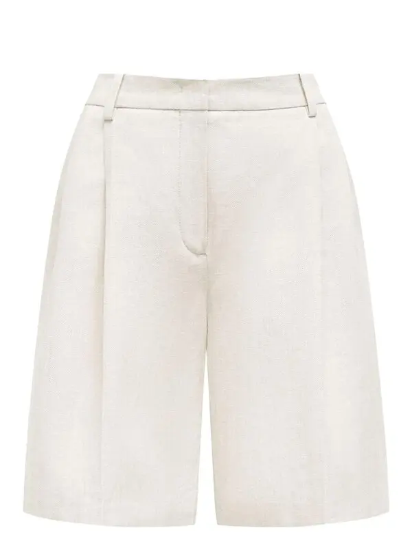 12 STOREEZ Pleated Linen Shorts - Neutrals