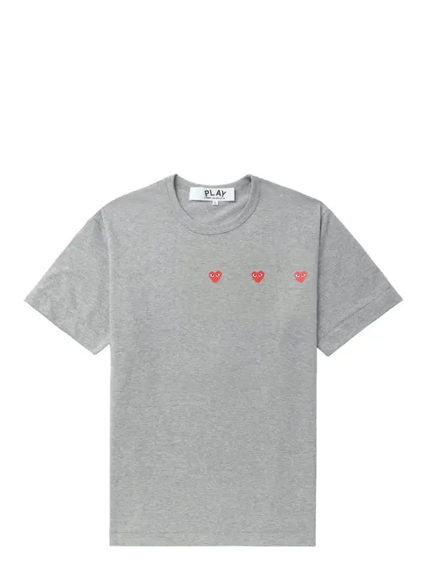 Play Comme Des Garcon Triple Hearts T-shirt - Grey
